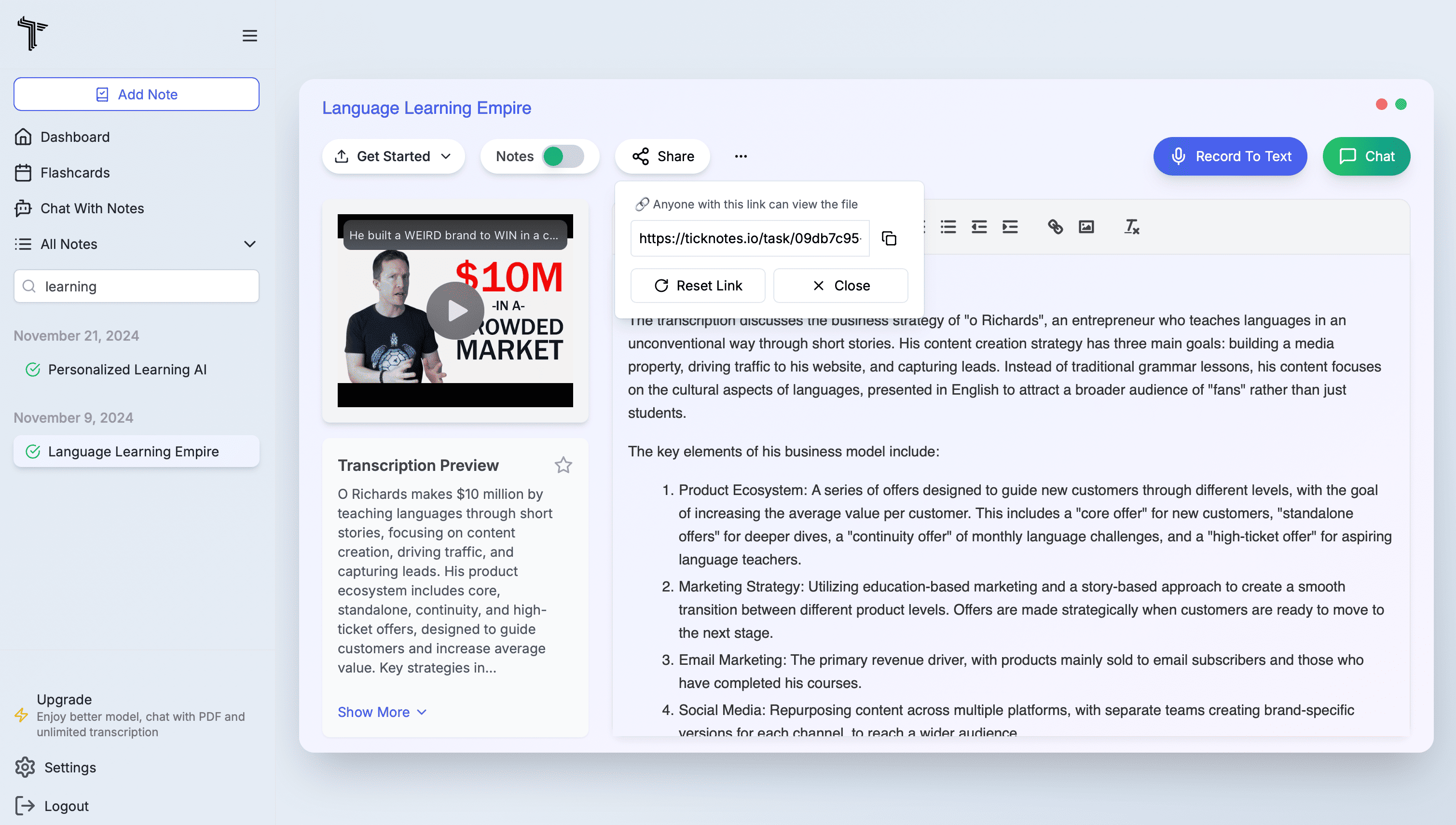 Ticknotes - AI Note Taker & Transcription Tools for You